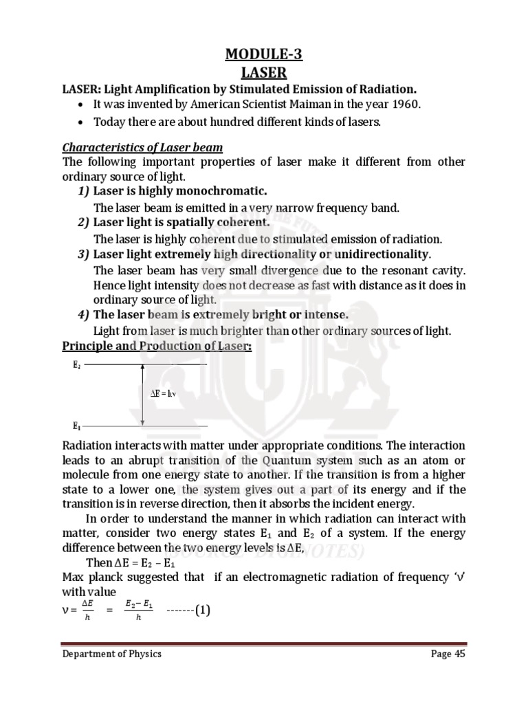 Lasers and Optical Fibers Mod-3 | PDF | Holography | Laser