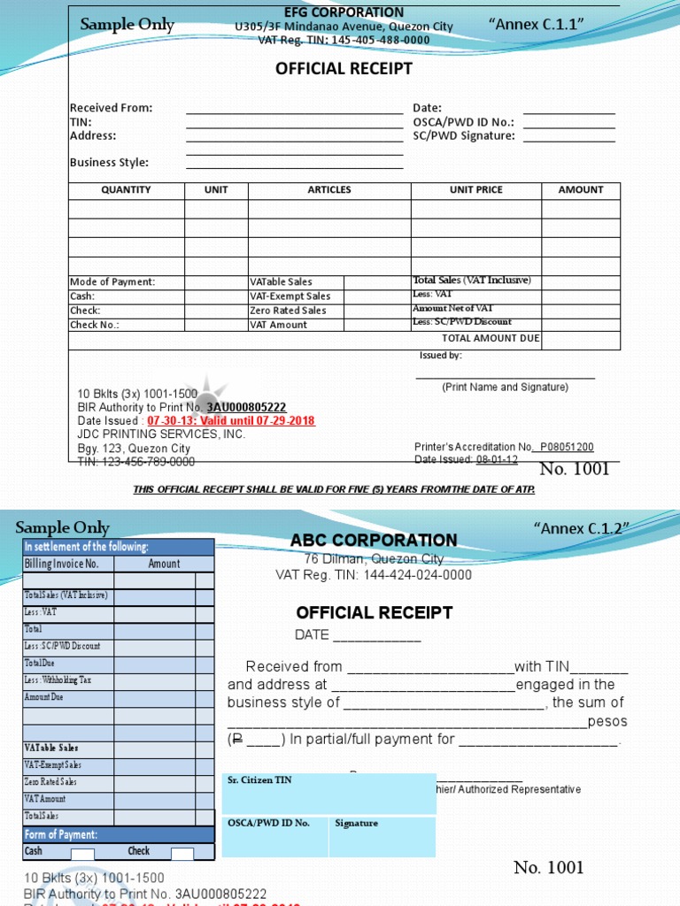 70534sample Receipts and Invoices - Annex C | PDF | Receipt | Invoice