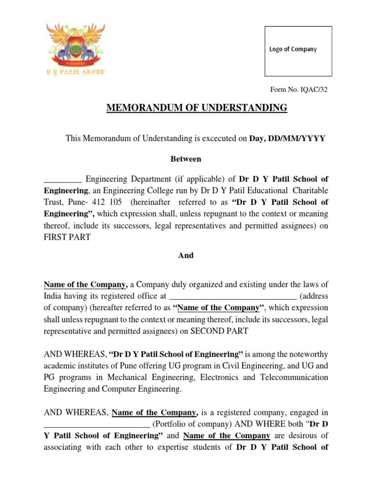 MoU Format | PDF | Arbitration | Confidentiality