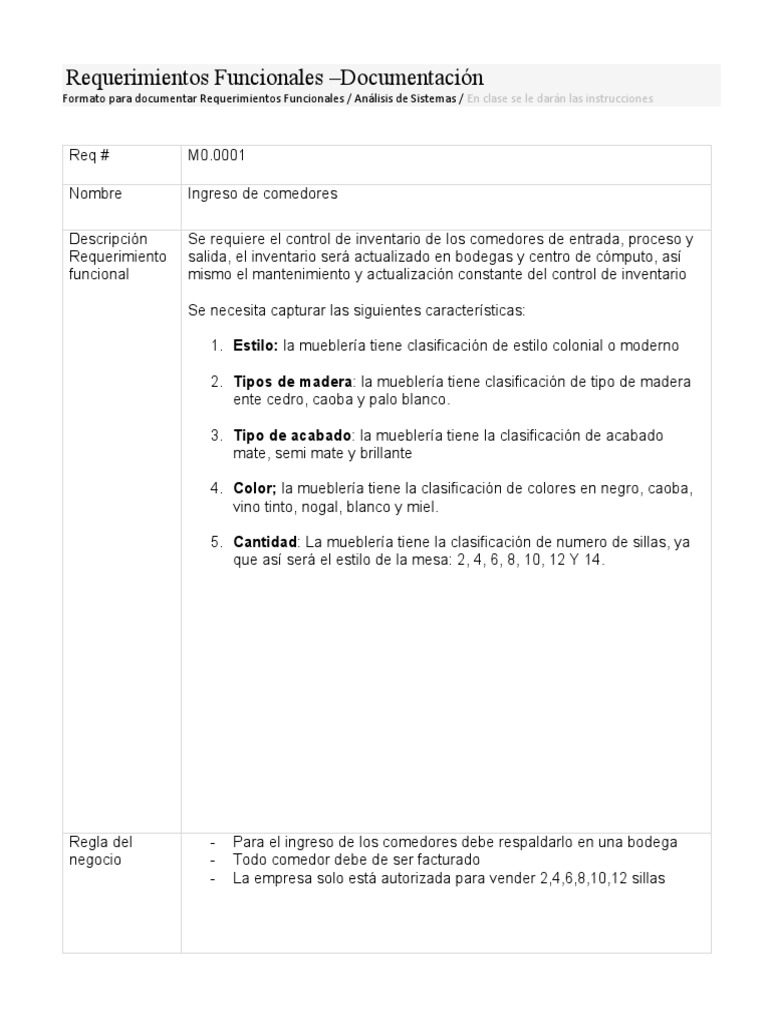 Formato Requerimientos Funcionales | PDF