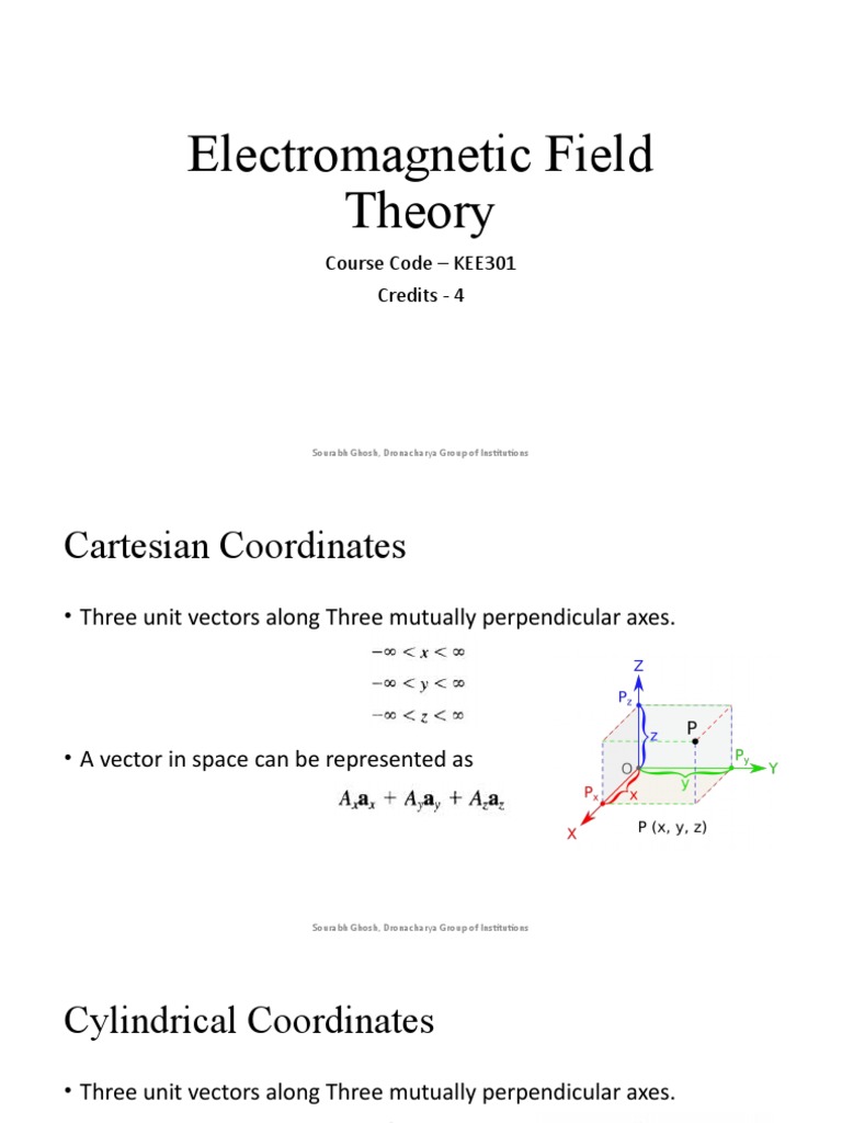 Electromagnetic Field Theory Lec2 Pdf Euclidean Vector Cartesian Coordinate System