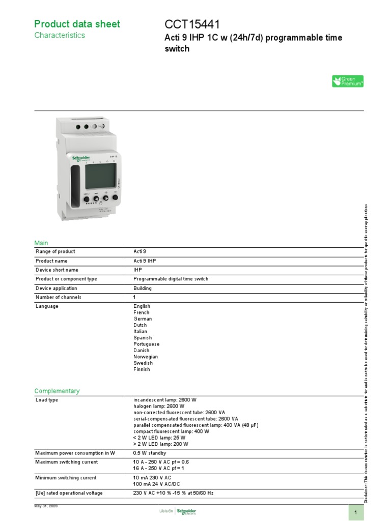Acti9 IH - IHP - ITA - CCT15441 | PDF | Alternating Current ...