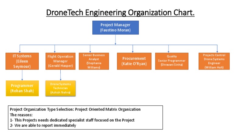 Dronetech Engineering Organization Chart.: Project Manager (Faustino ...