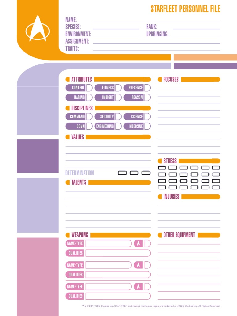 Star Trek Adventures - Character Sheet FF | PDF