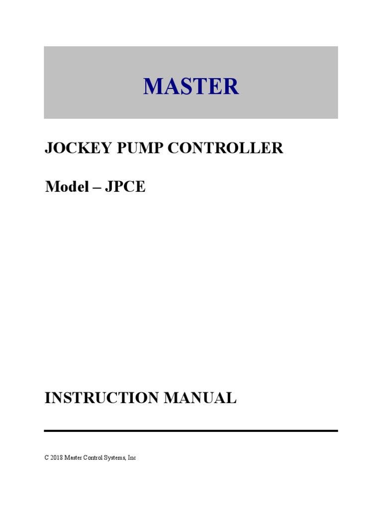 Master: Jockey Pump Controller Model - JPCE | PDF | Electrical Wiring | Switch