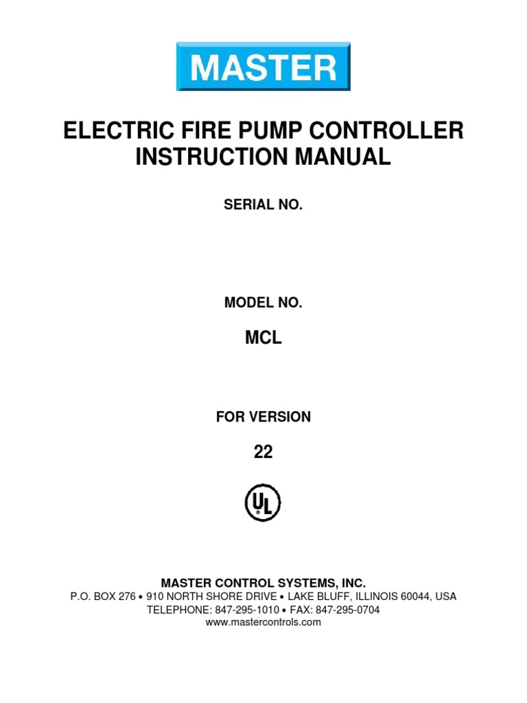 Electric Fire Pump Controller Instruction Manual: Serial No | PDF ...