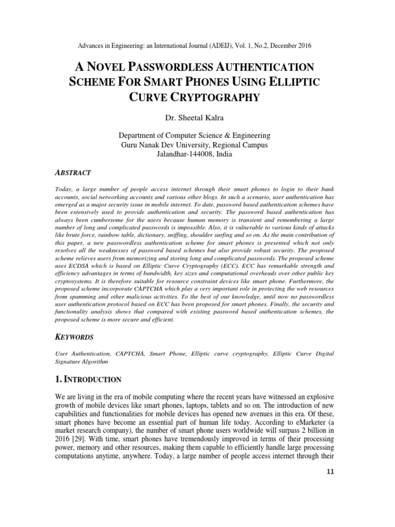 Passwordless Authentication for Smartphones | PDF | Password | Cryptography