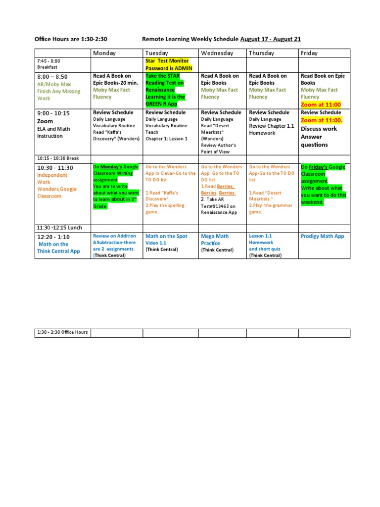 2nd Weeks Schedule and Assignments | PDF | Education Theory | Pedagogy