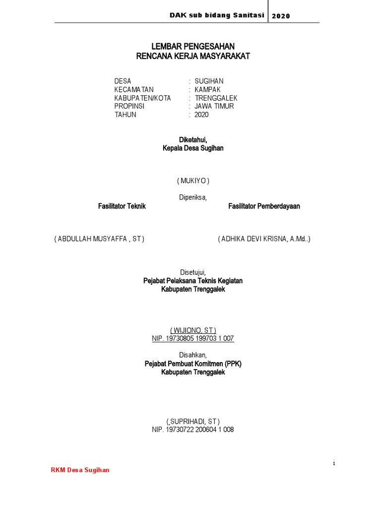 Lembar Pengesahan RKM Sugihan | PDF