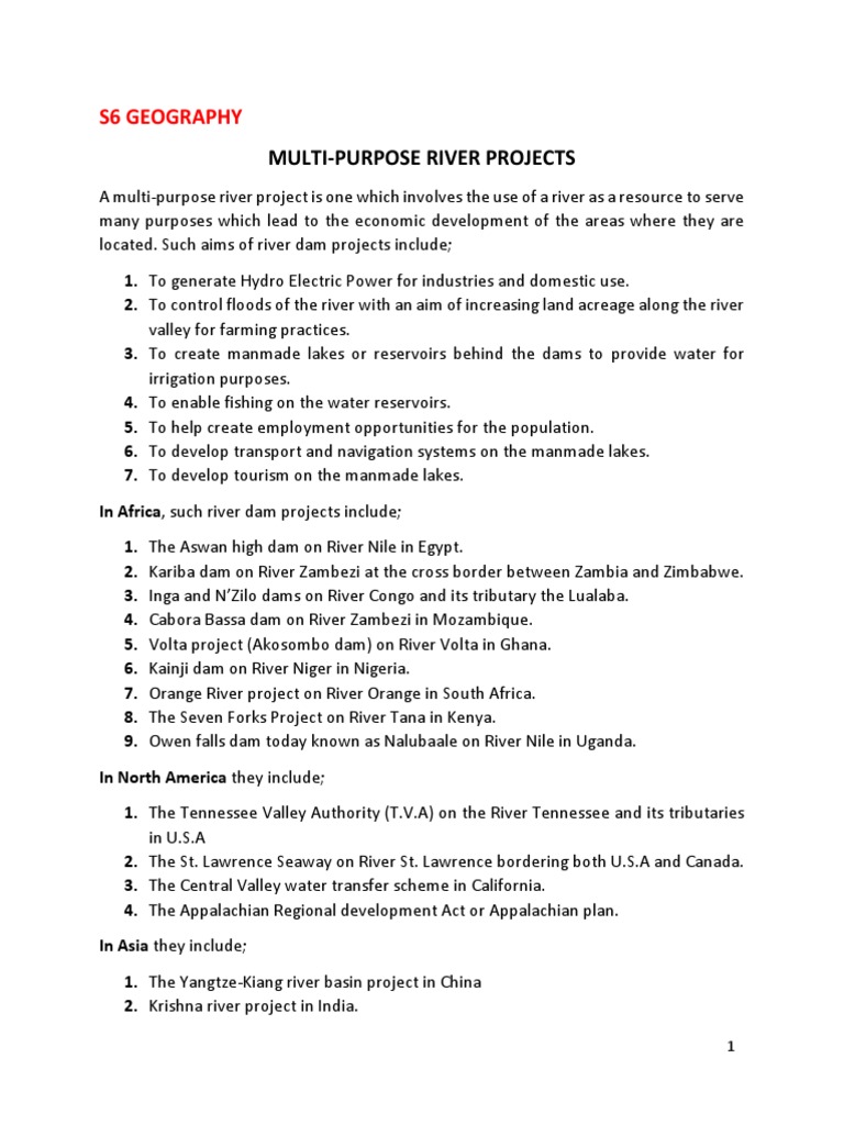 S6 Geog (Multi-Purpose River Projects) | PDF | Dam | Nile