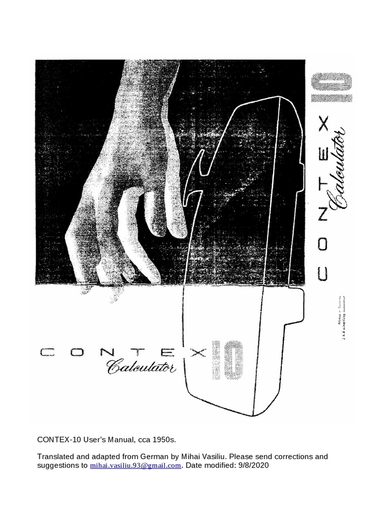 Bohn Contex-10 Calculator English Manual | PDF | Multiplication | Numbers