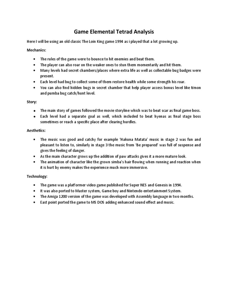 Game Elemental Tetrad Analysis: Mechanics | PDF