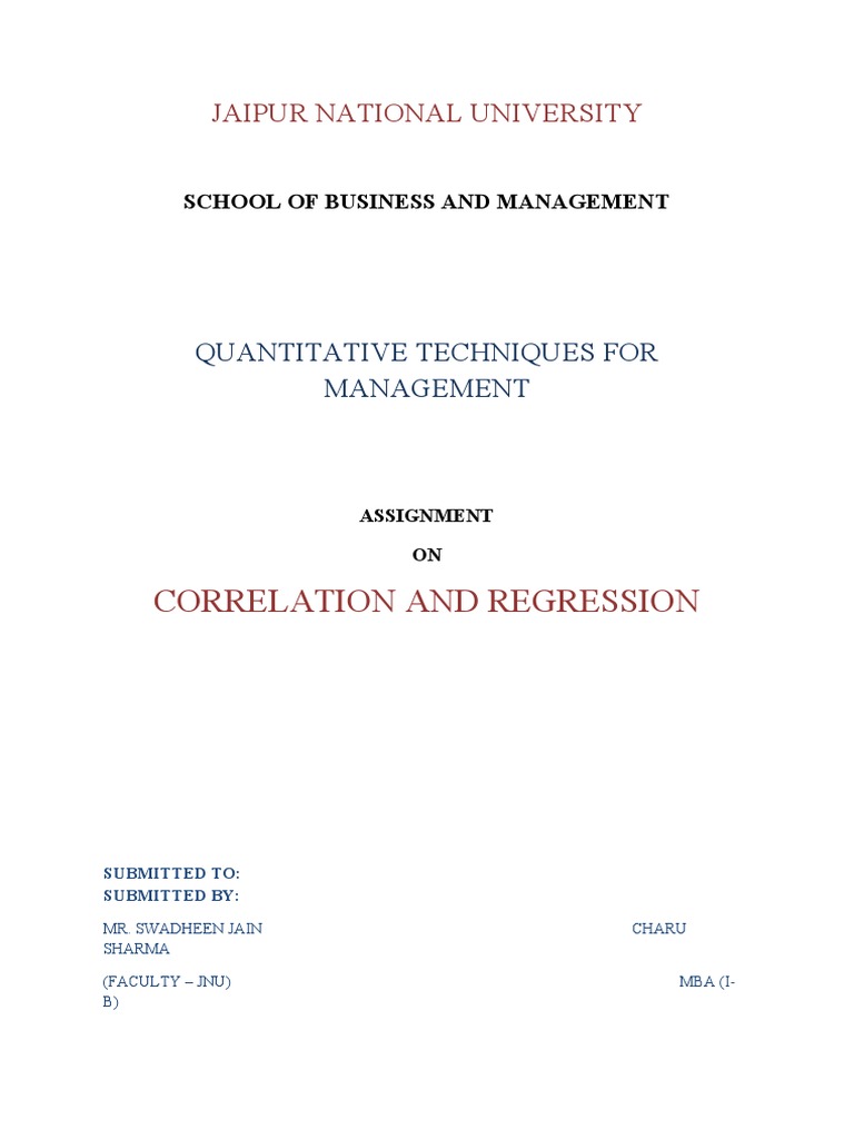 Correlation and Regression: Jaipur National University | PDF | Correlation And Dependence ...