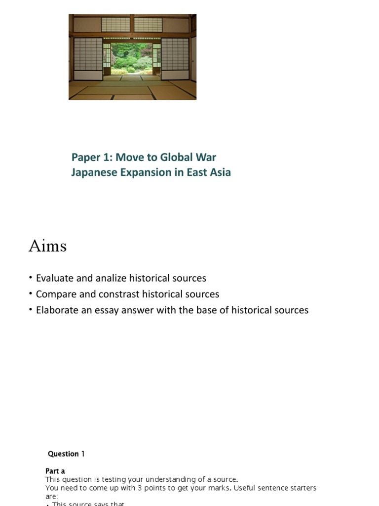 Paper 1: Move To Global War Japanese Expansion in East Asia | PDF ...