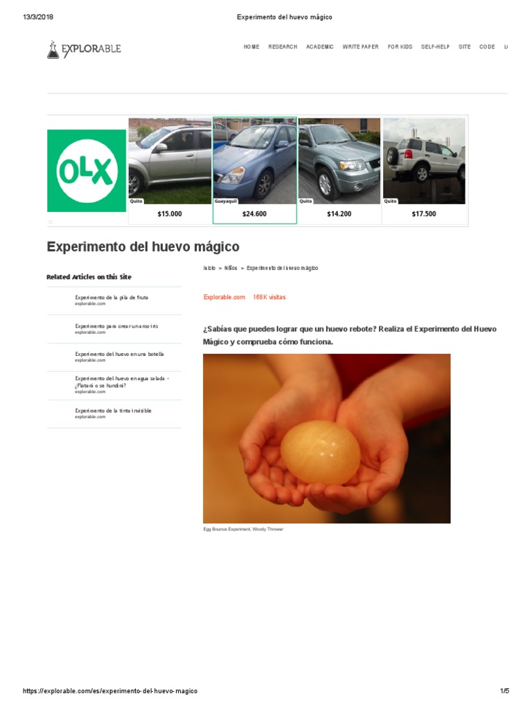 Experimento Del Huevo Mágico | PDF | Huevo como alimento | Física ...