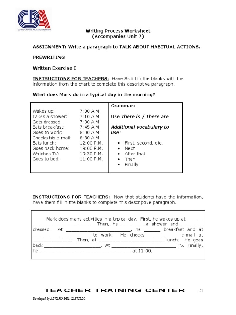 Writing Process Worksheet UNIT 7 | PDF | Paragraph