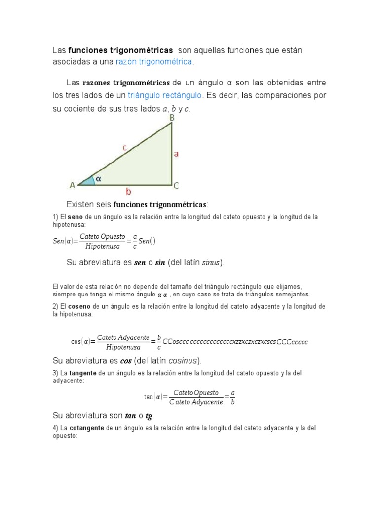 Funciones Trigonométricas y Ejercicios | PDF | Funciones ...