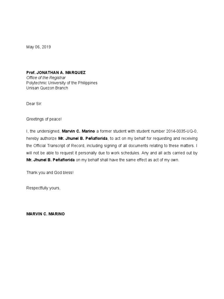 Authorization for Transcript Request | PDF