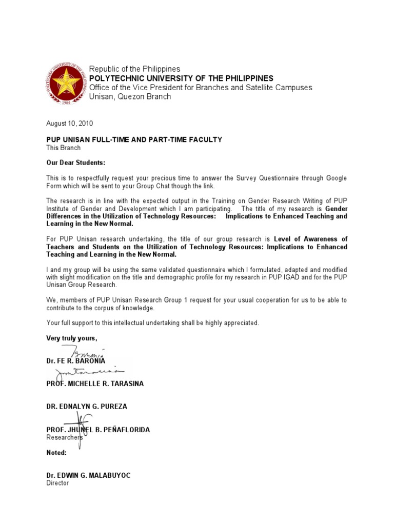 PUP Unisan Faculty Research Survey | PDF | Self-Improvement | Wellness