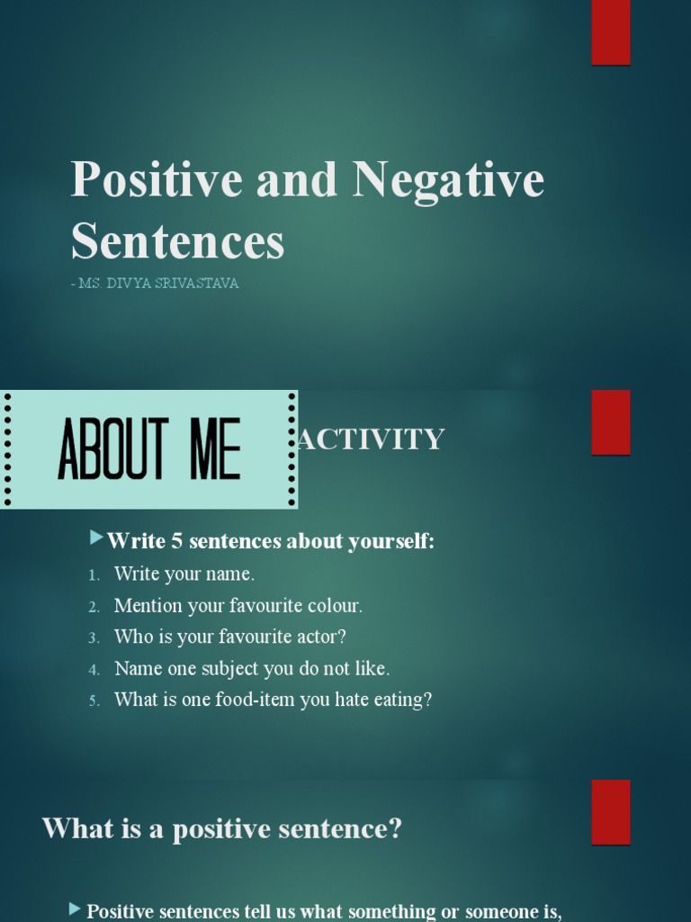 Positive and Negative Sentences | PDF