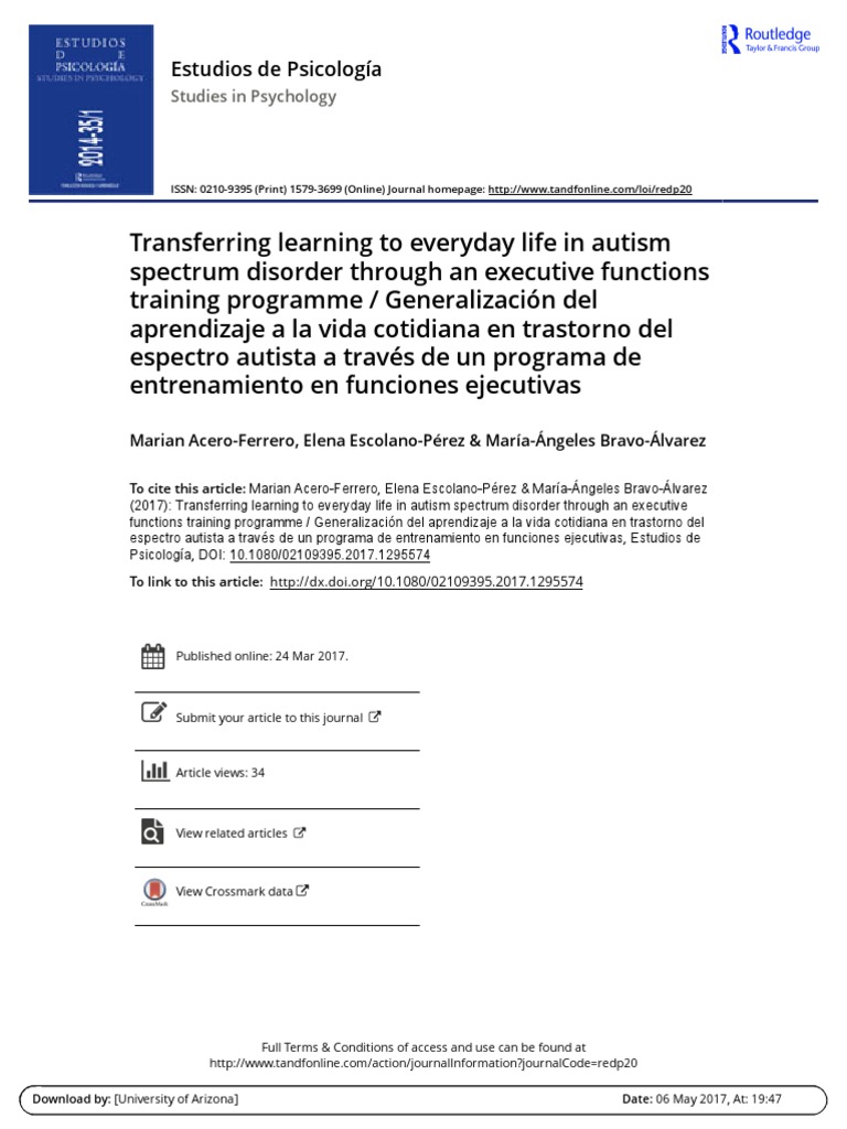 Art TEA Generalizacion Aprendizaje de Vida FE | PDF | Autism Spectrum ...