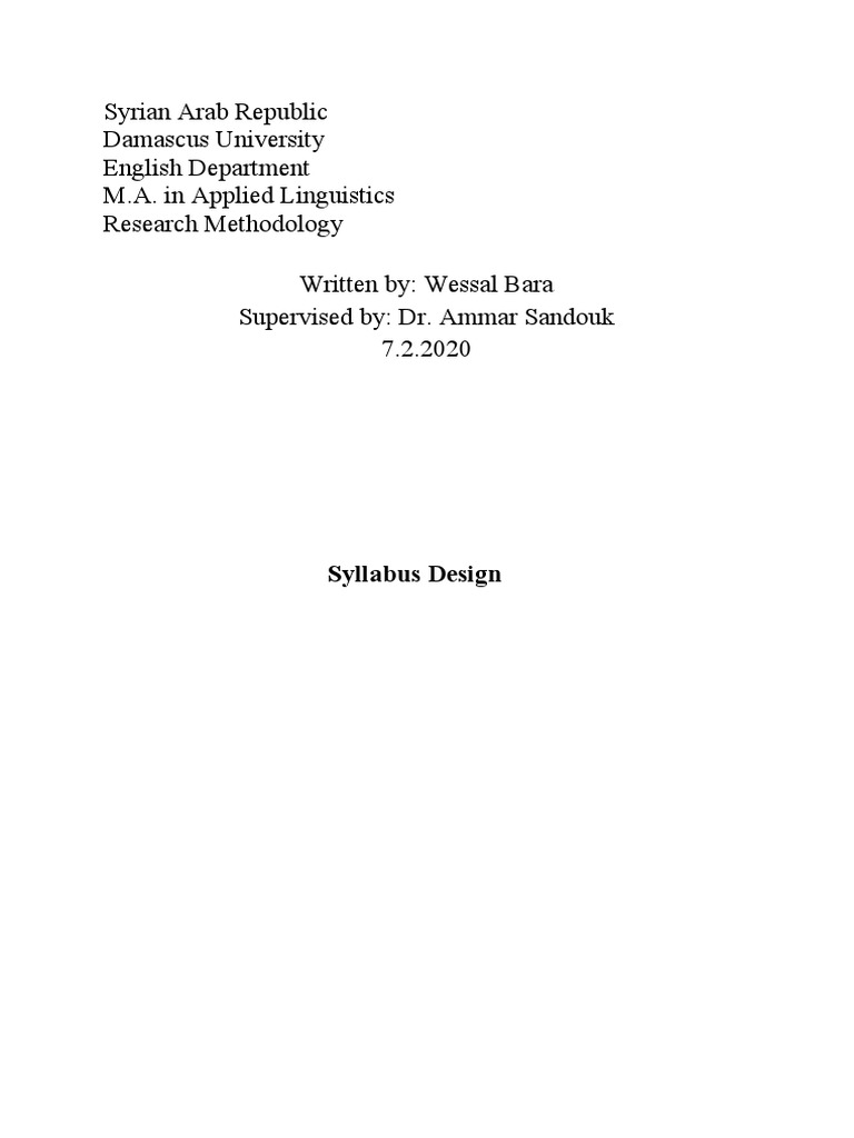 Syllabus Design | PDF | Second Language | Vocabulary