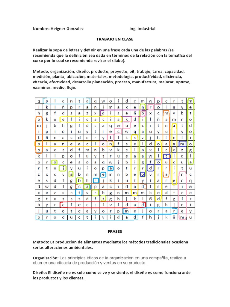 Trabajo Sopa de Letras O&M | PDF | Diseño | Organización Internacional ...