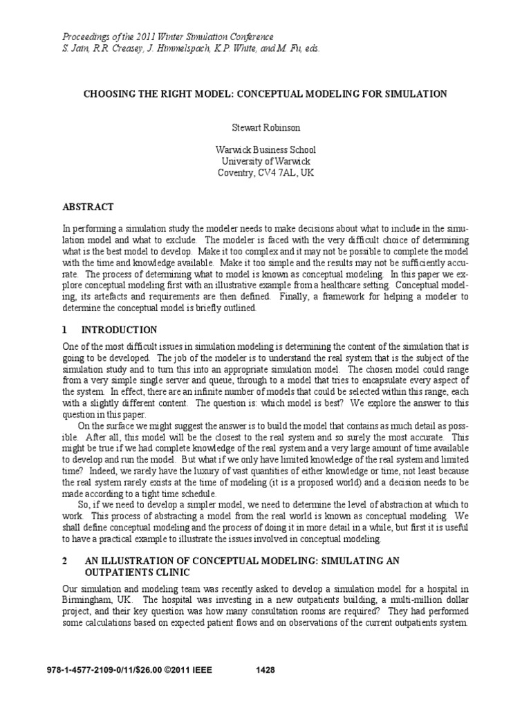 Choosing The Right Model: Conceptual Modeling For Simulation | PDF ...