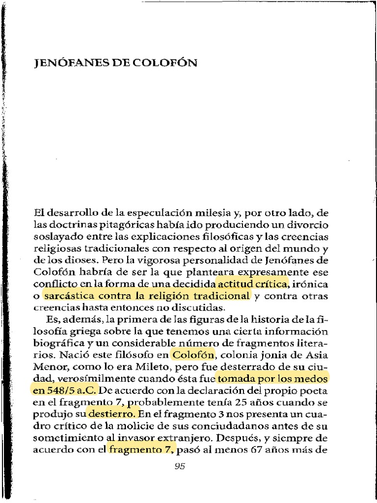 Jenófanes | PDF | Aristóteles | Science