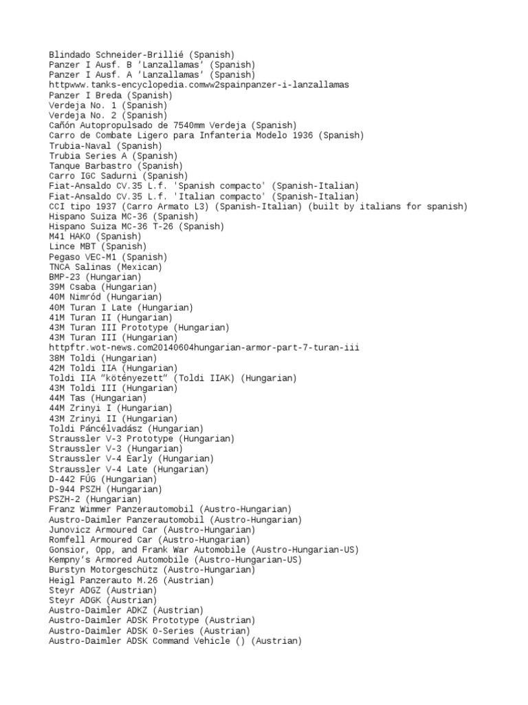 List of Military Vehicles | PDF | World War II Armoured Fighting ...