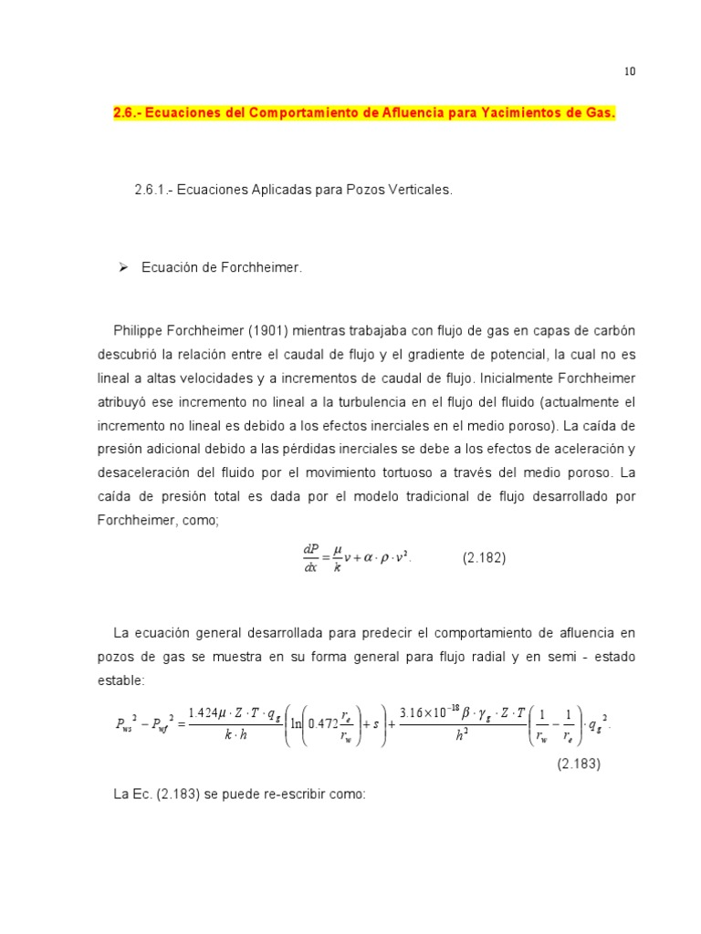 Ecuaciones de Forchheimer en Pozos de Gas | PDF | Gases | Líquidos