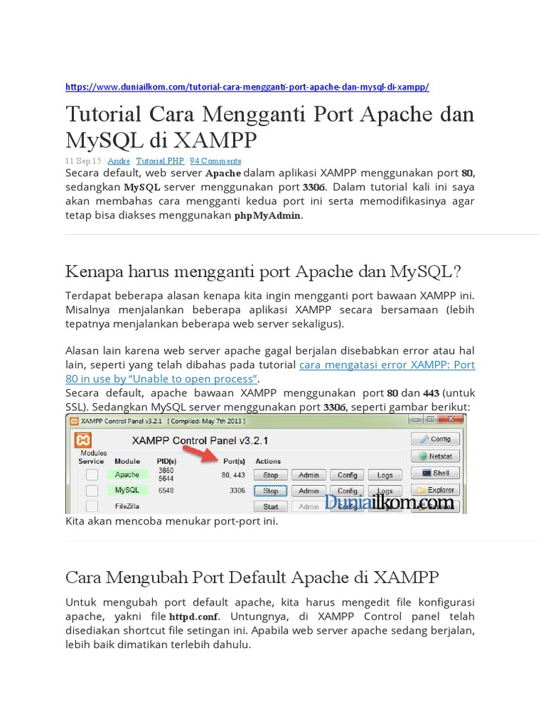 Cara Mengganti Port Apache Dan MySQL Di XAMPP | PDF | Komputer