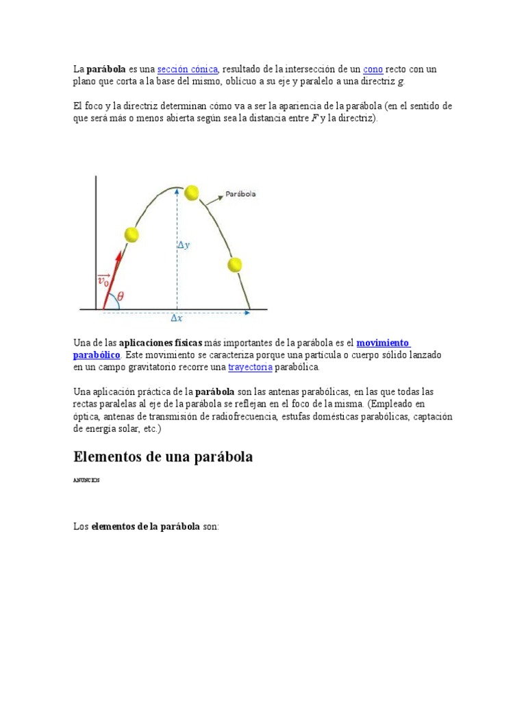 La Parábola Es Una Sección Cónica | PDF | Geometría analítica | Mecánica