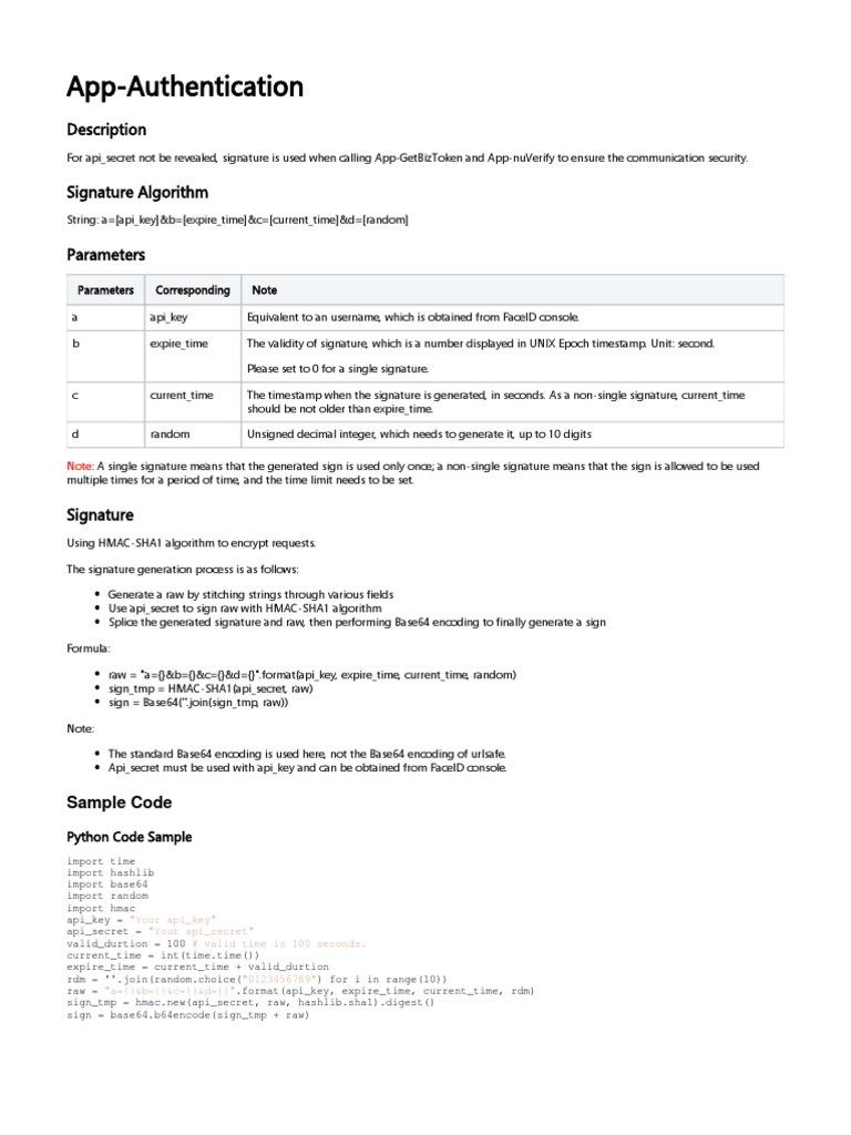App-Authentication: Description | PDF | String (Computer Science) | Encodings