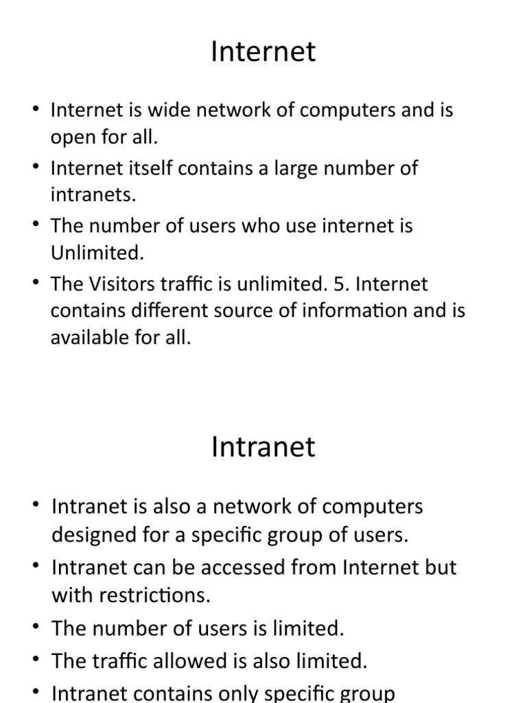 Internet vs. Intranet Explained | PDF | Packet Switching | Computer Network