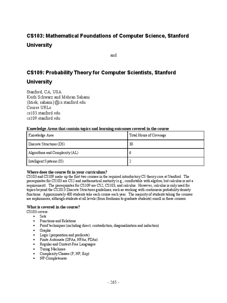 Stanford Syllabus PDF | PDF | Statistical Classification | Discrete ...