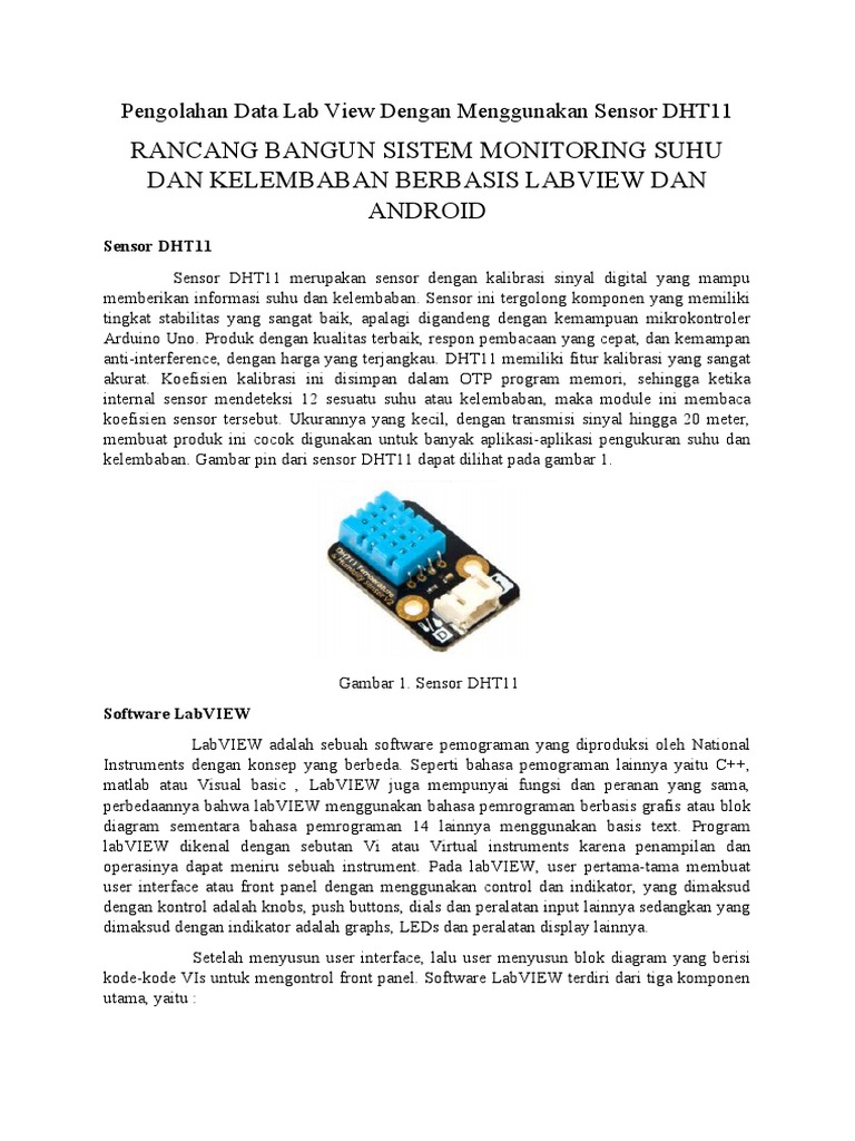 Pengolahan Data Lab View Dengan Menggunakan Sensor DHT11 | PDF
