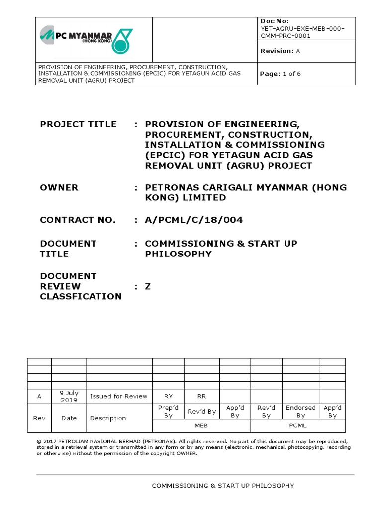 Yet-Agru-Exe-Meb-000-Cmm-Prc-0001 Comm & Start Up Philosophy | PDF ...