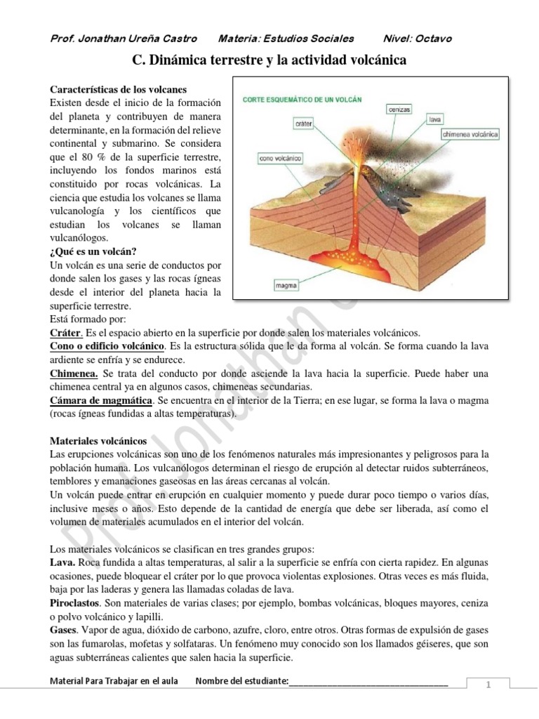 Estudios Sociales 8° - Dinámica Terrestre y Paisajes Volcánicos PDF ...