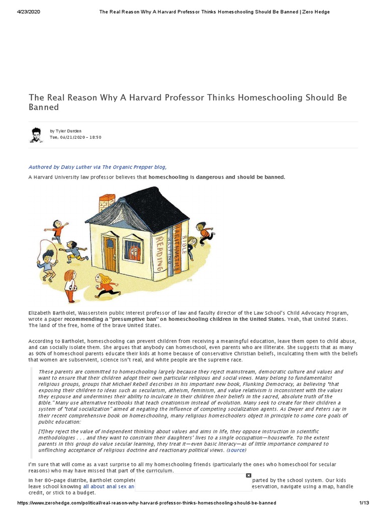 The Real Reason Why A Harvard Professor Thinks Homeschooling Should Be ...