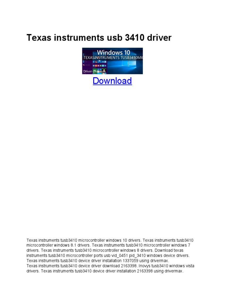 Texas Instruments Usb 3410 Driver | PDF | Device Driver | Usb