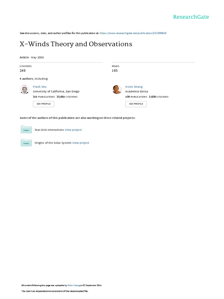 X-Winds Theory and Observations | PDF | Stars | Star Formation