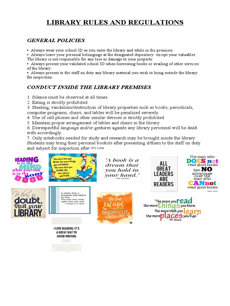 Library Rules and Regulations | PDF