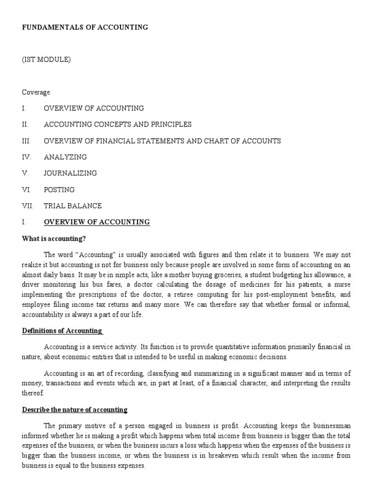 Fundamentals of Accounting Overview | PDF | Bookkeeping | Accounting