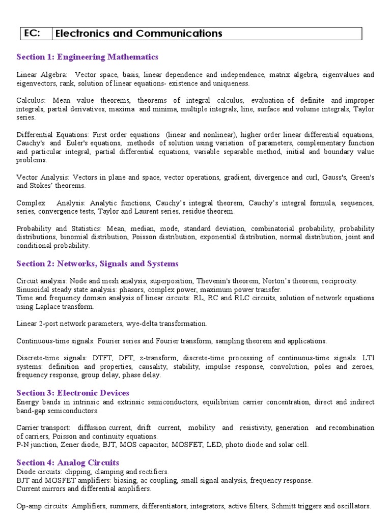 Gate Syllabus ECE (Revised-2020) | PDF | Electronic Circuits ...