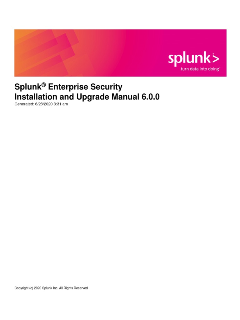 Splunk Enterprise Security Installation and Upgrade Manual 6.0.0 | PDF ...
