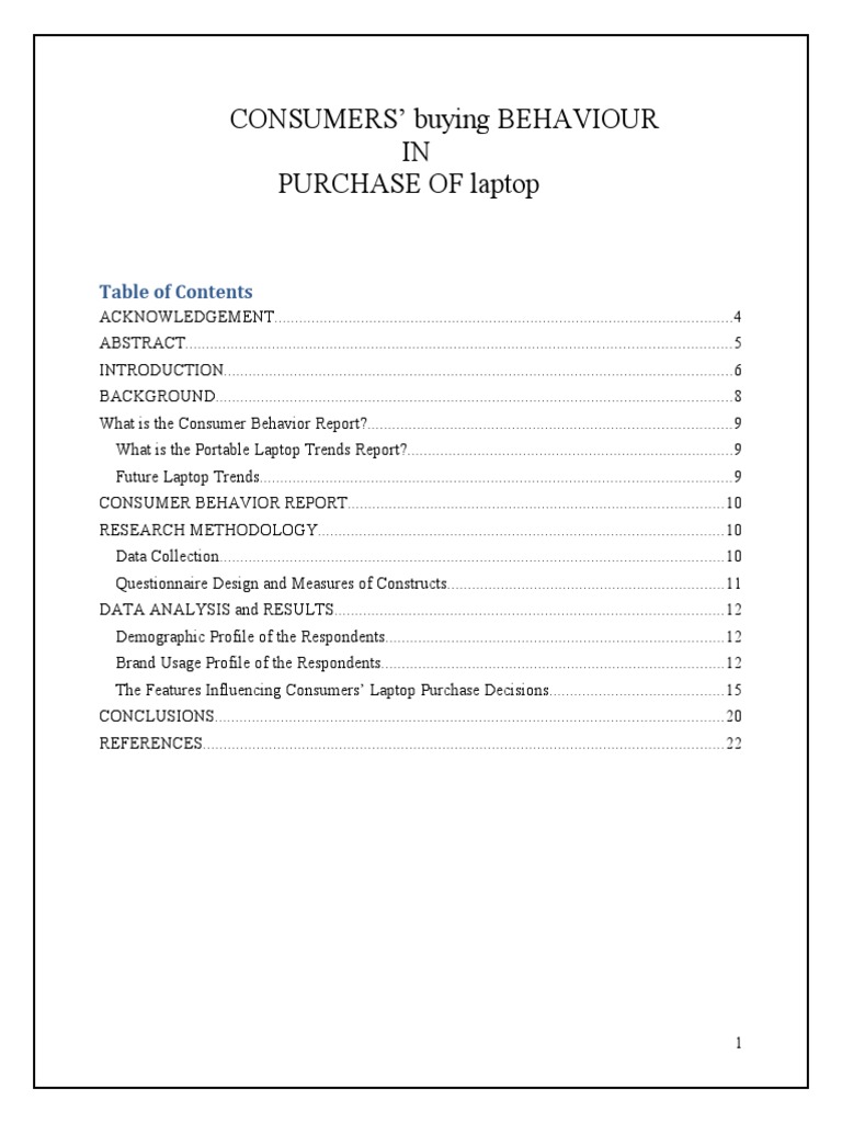 Consumer Behavior in Laptop Purchases | PDF | Marketing | Consumer ...