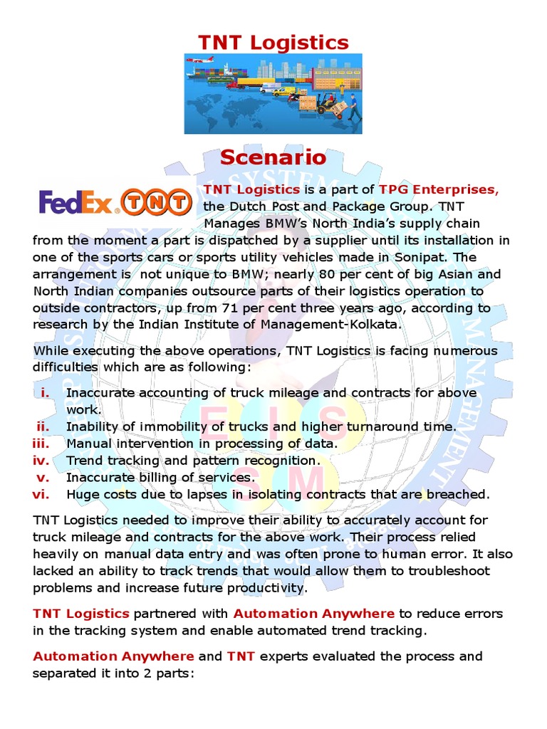 TNT Logistics BPA Case | PDF | Automation | Logistics