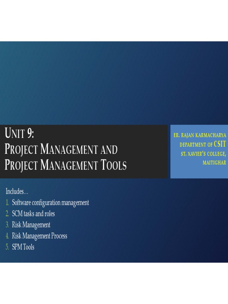 Software Project Management (Unit 9) PDF | PDF | Version Control | Risk