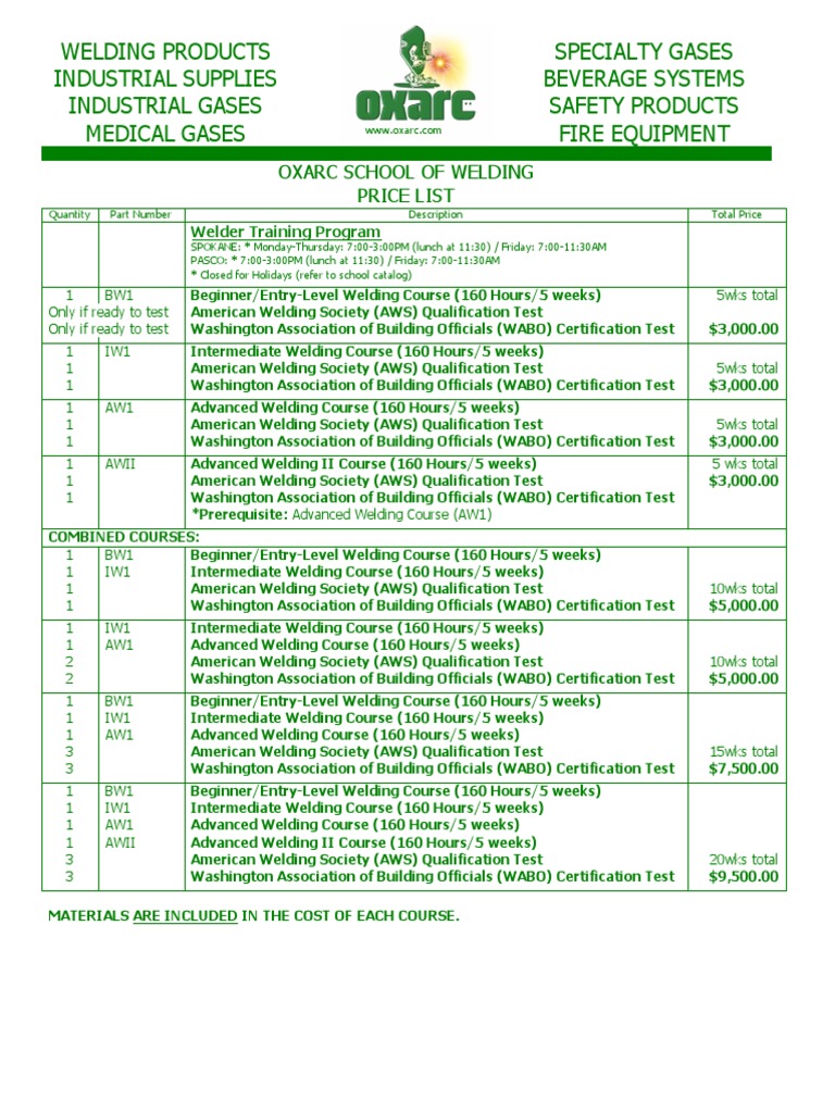 Welder Training Price List | Download Free PDF | Welding | Construction